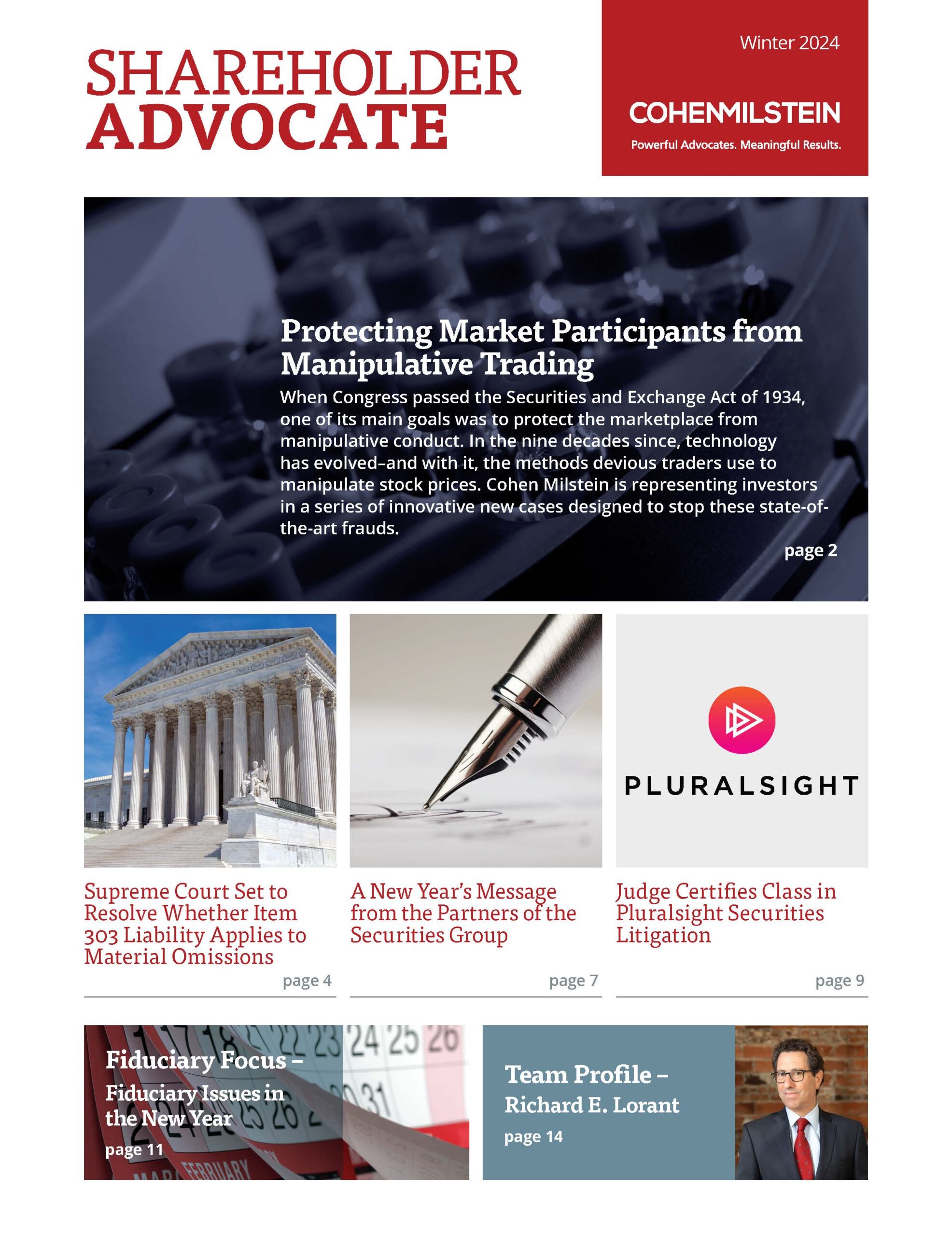 Securities Litigation & Investor Protection - Cohen Milstein