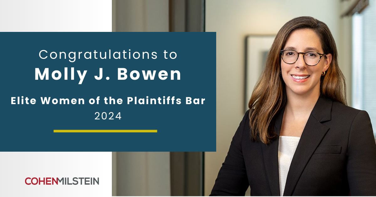 Molly Bowen Wins Women of the Plaintiffs Bar Award - Cohen Milstein