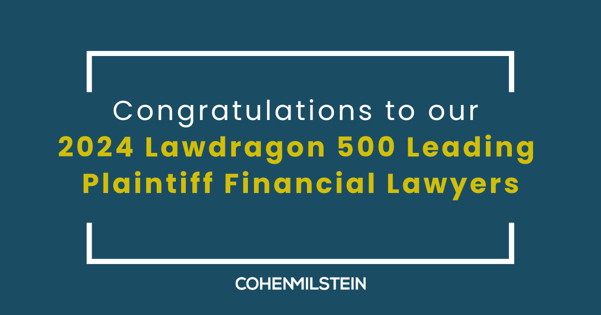 Cohen Milstein Attorneys Named Lawdragon Leading Plaintiff Financial ...